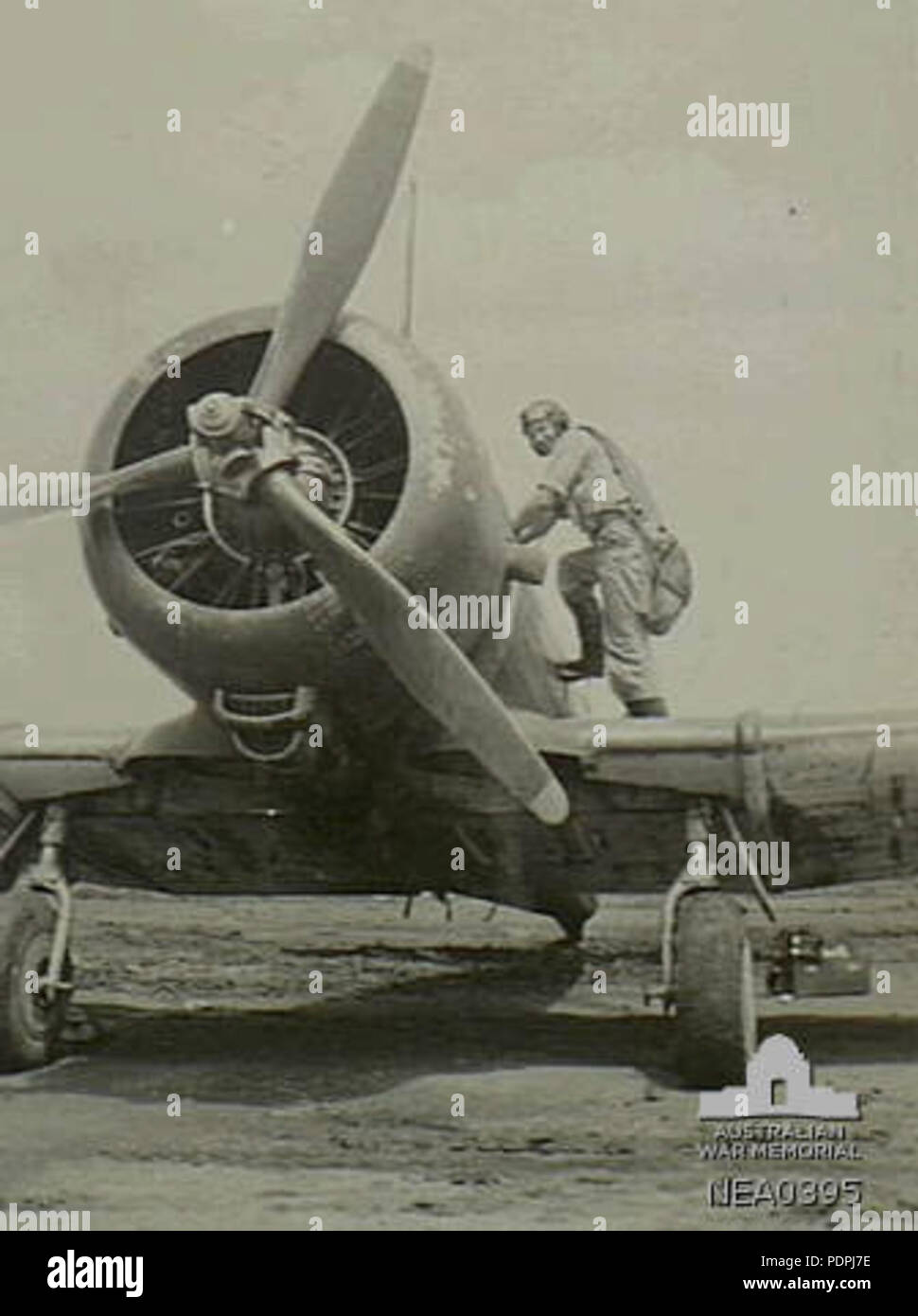 46 Flying Officer Hough of 5 Squadron RAAF with Wirraway AWM NEA0395 ...