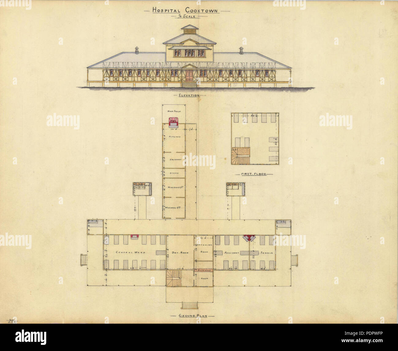 14 Architectural drawing of the Hospital, Cooktown, 3 March 1885 Stock ...