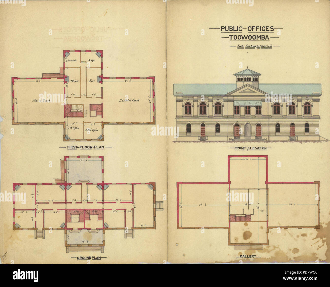 14 Architectural drawing of the Public Offices (including Court House ...