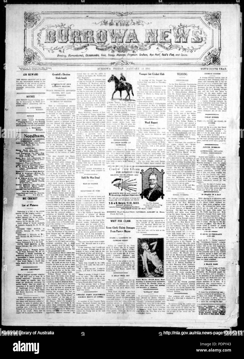 28 Burrowa News 15 Jan 1932 Stock Photo - Alamy