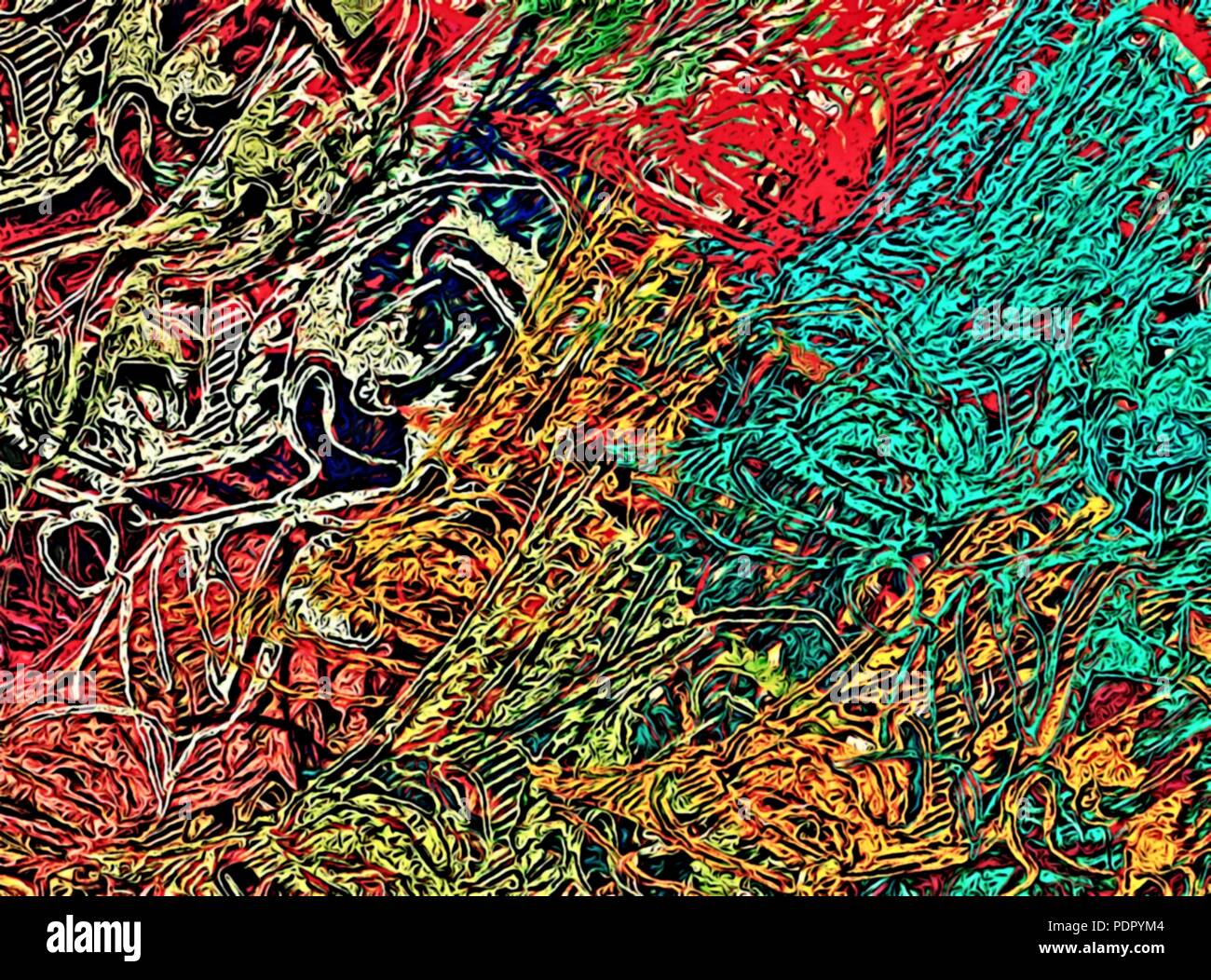 abstract psychedelic background from color chaotic blurred stains brush ...