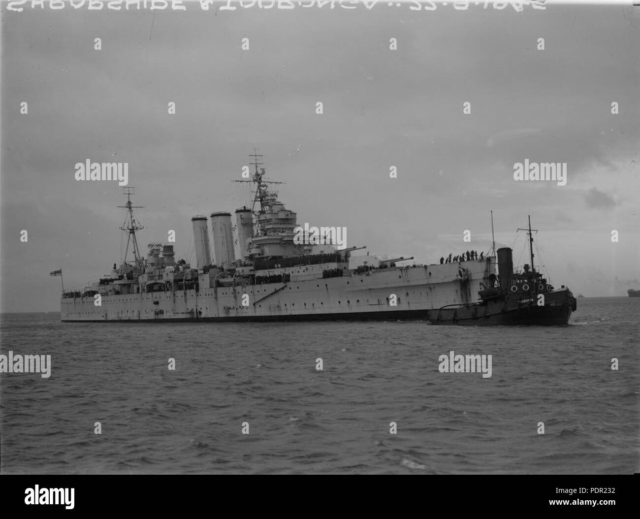 58 HMAS Shropshire and tug Tooronga by Allan Green SLV H91.250 103 ...