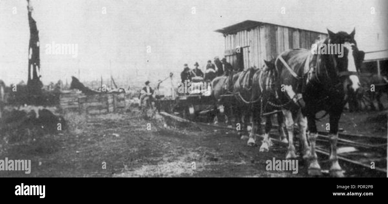 61 Horse-drawn tram at Redpa Station of the Marrawah Tramway, Tasmania ...