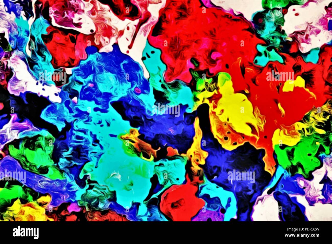 abstract psychedelic background from color chaotic blurred stains brush ...