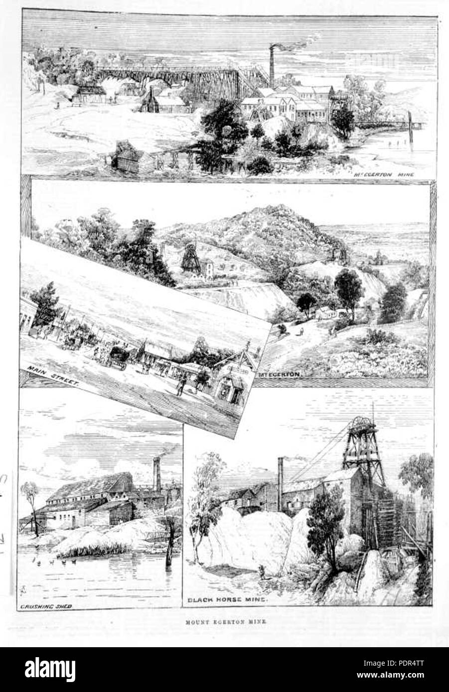 86 Montage of Mount Egerton and mine in 1892 Stock Photo - Alamy