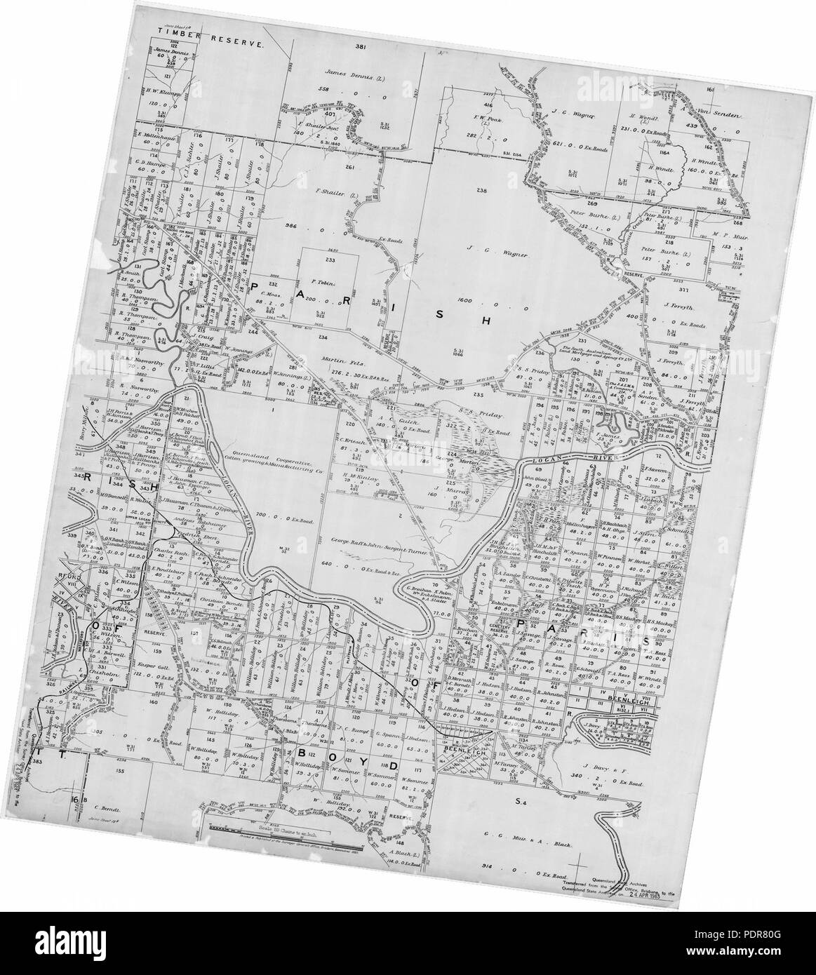 80 Loganholme, Queensland cadastral map 1885 georef Stock Photo - Alamy