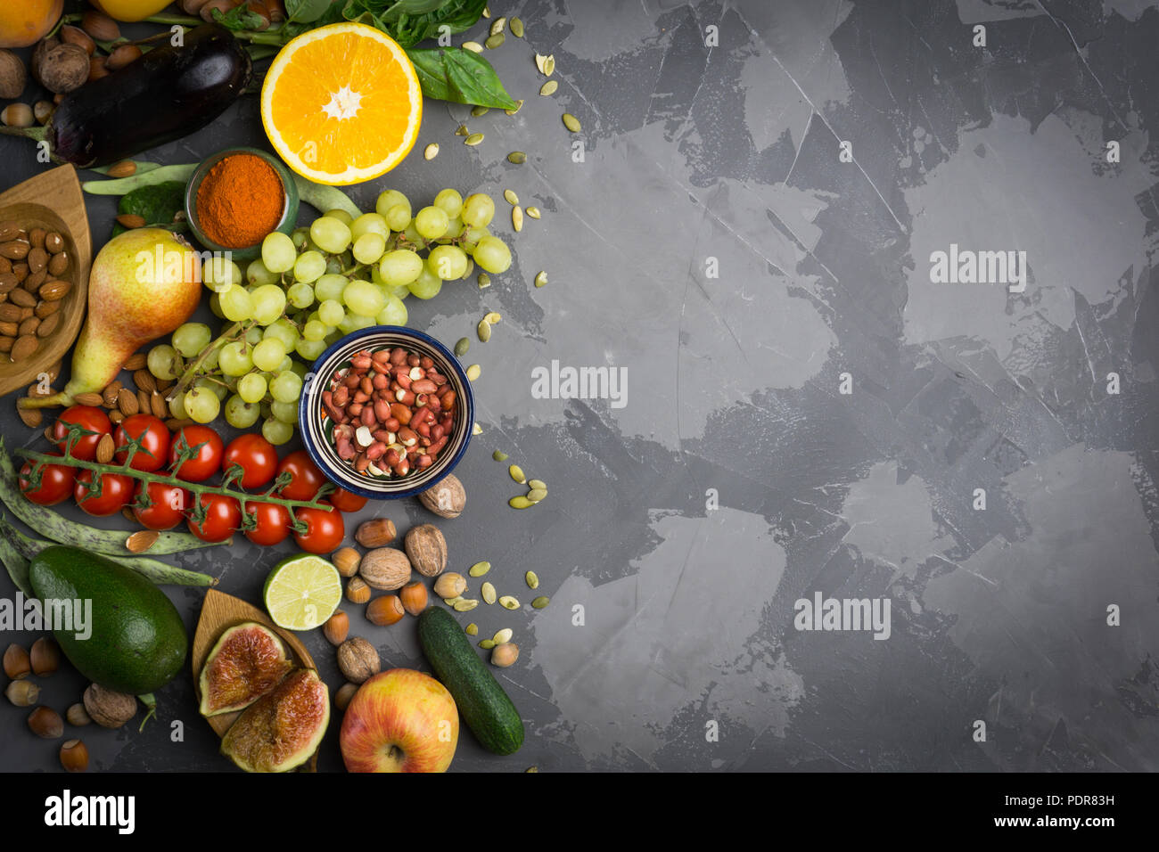 Clean food selection. Healthy food background, frame of organic food ...