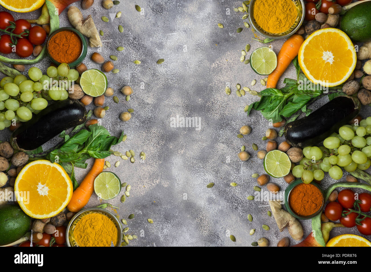 Clean food selection. Healthy food background, frame of organic food ...