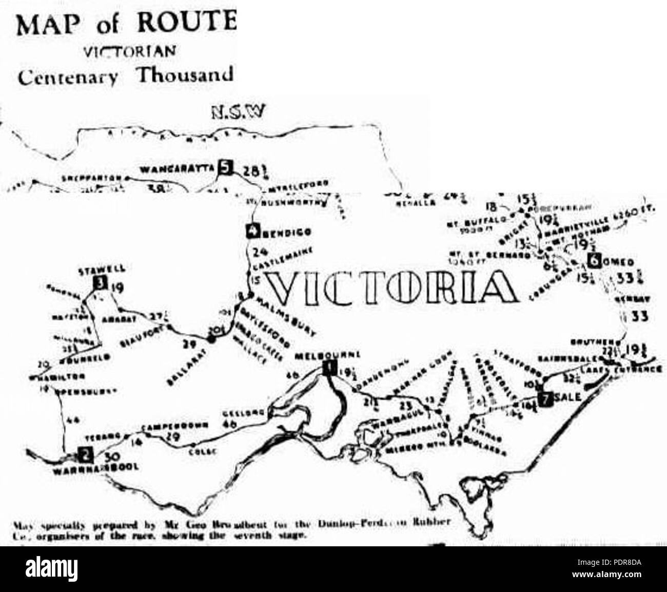 83 Map of Route Victorian Centenary 1000 Stock Photo - Alamy