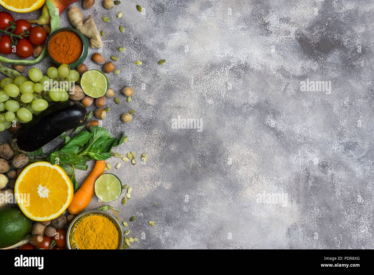 Clean food selection. Healthy food background, frame of organic food ...