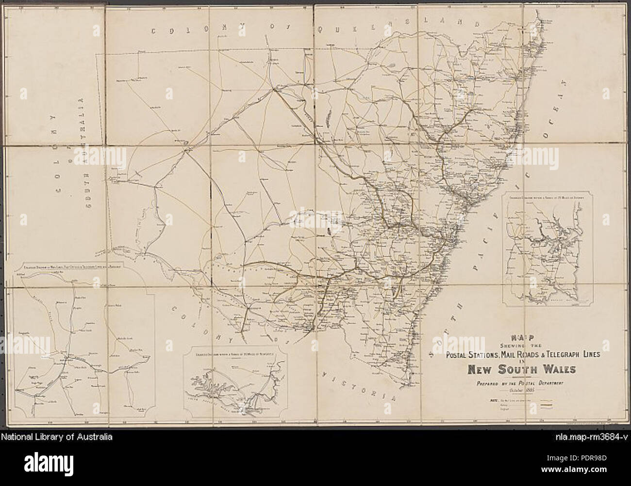 91 NSW Telegraph & Mail Routes-Oct 1885 Stock Photo - Alamy