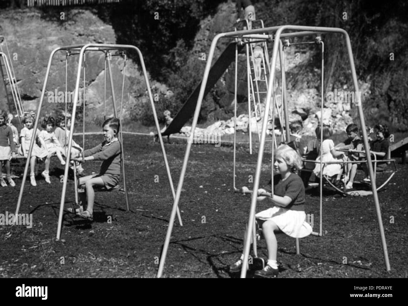 1950 school playground hi-res stock photography and images - Alamy