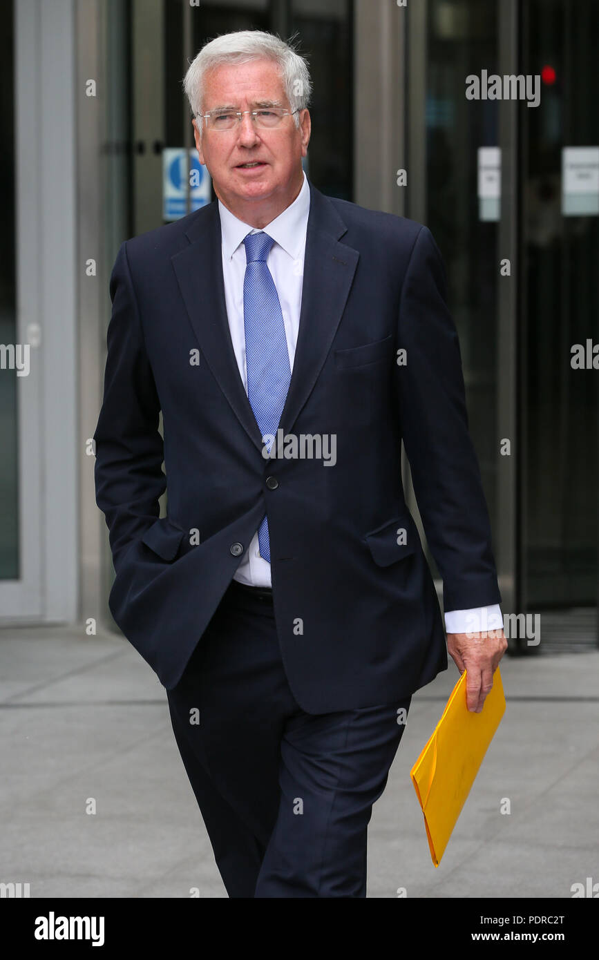 Sir Michael Fallon leaving BBC Radio 4 Studios after appearing for an ...