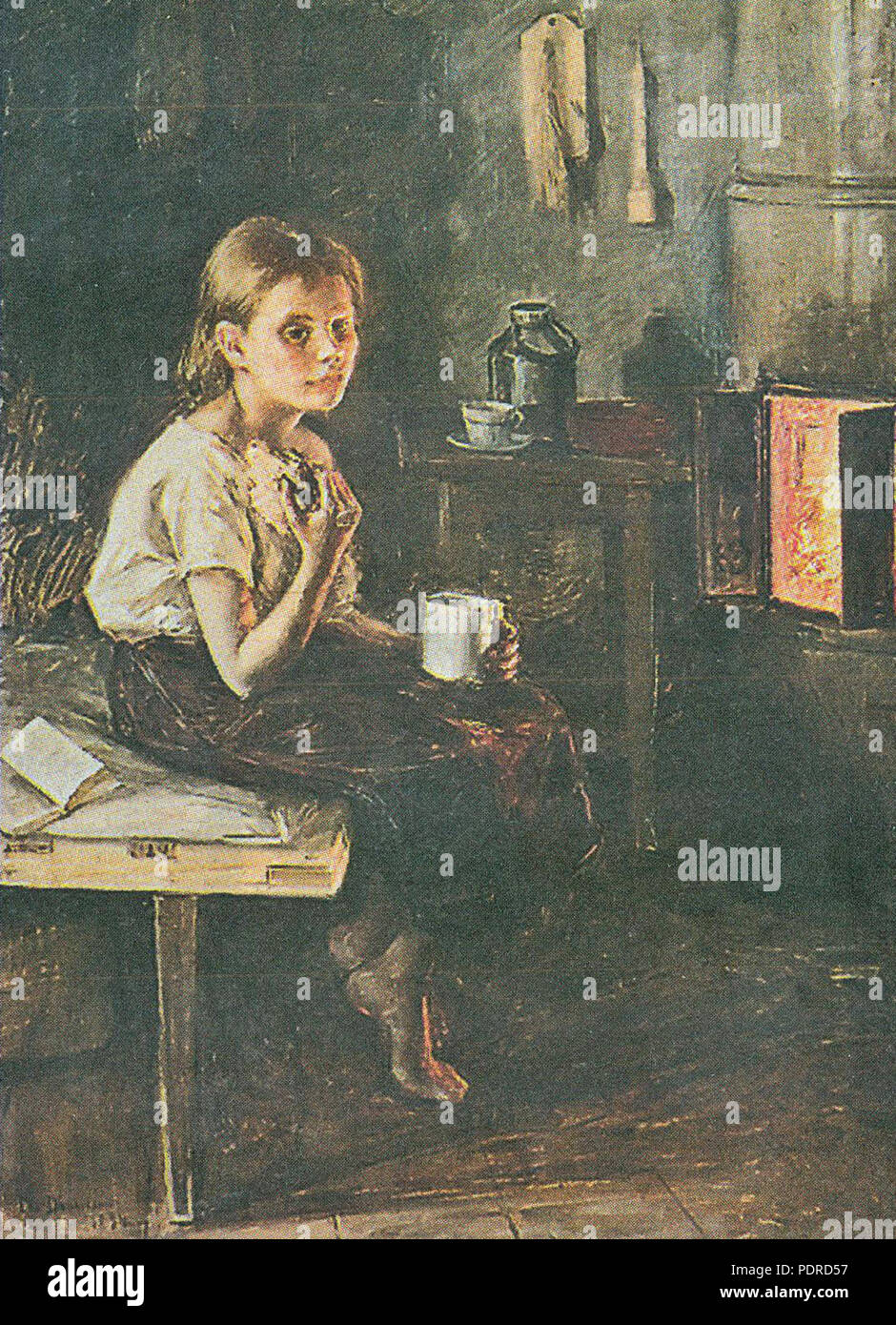 13 Flicka framför kakelugnen Stock Photo - Alamy