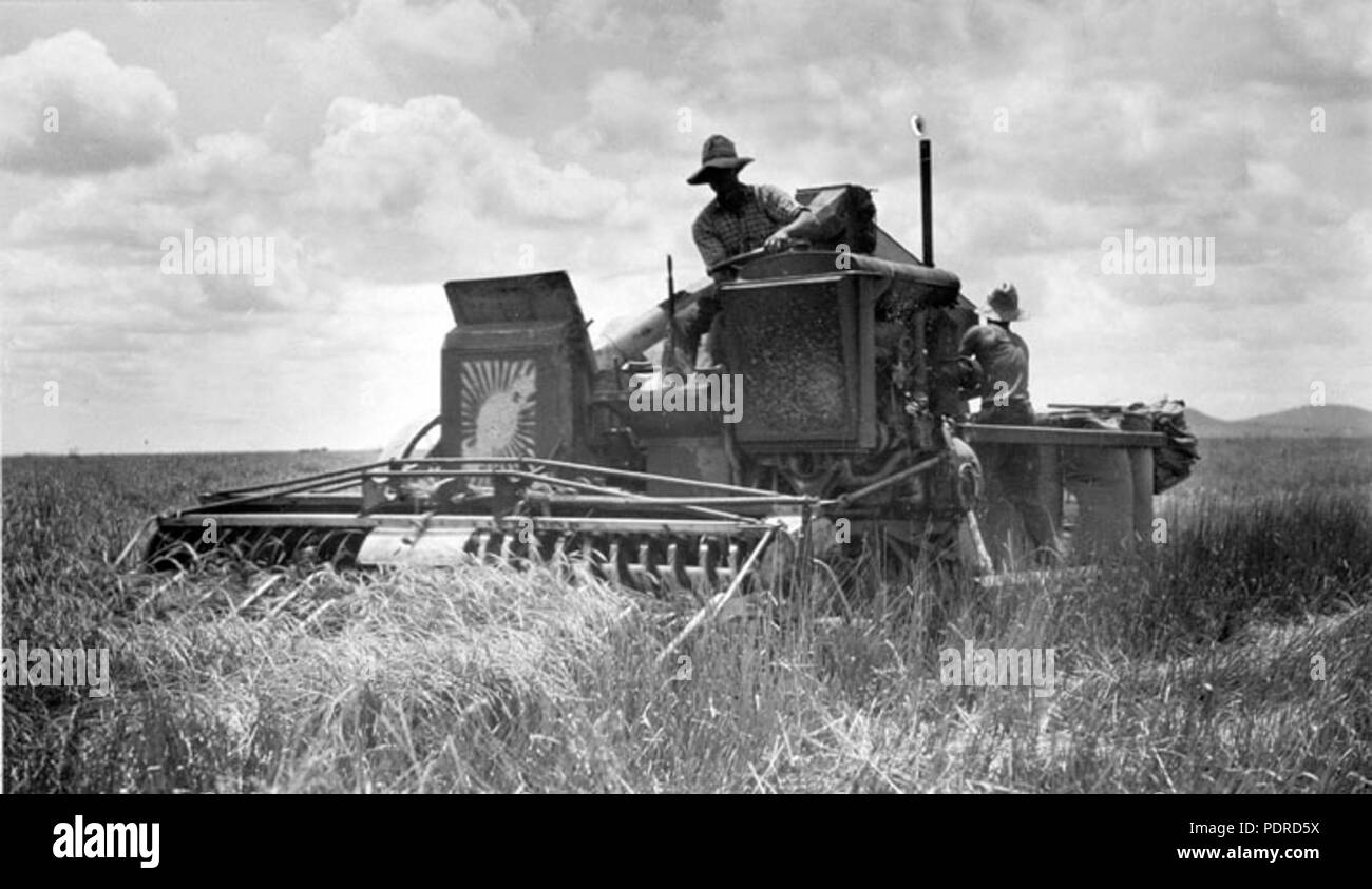 114 Queensland State Archives 4131 Frontview of an Autoheader at work ...