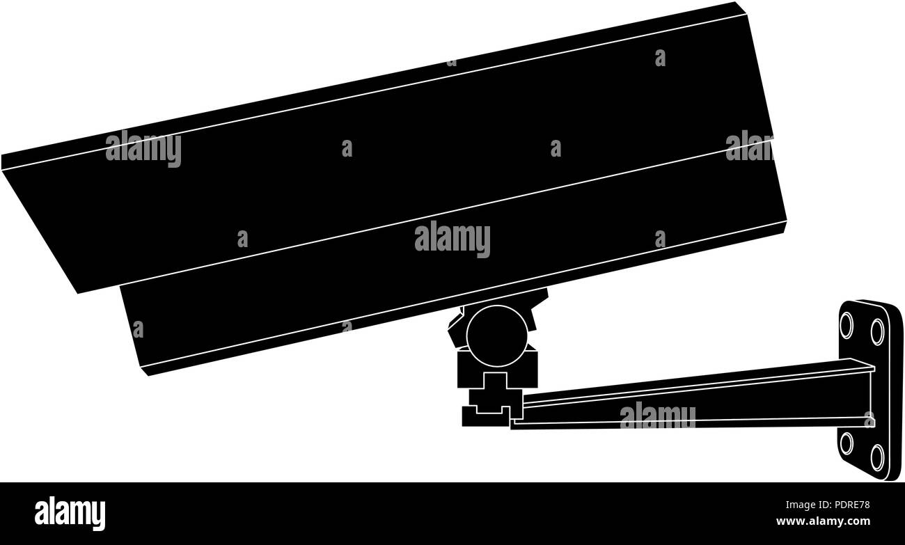CCTV security camera. Side view. Black outline drawing Stock Vector ...