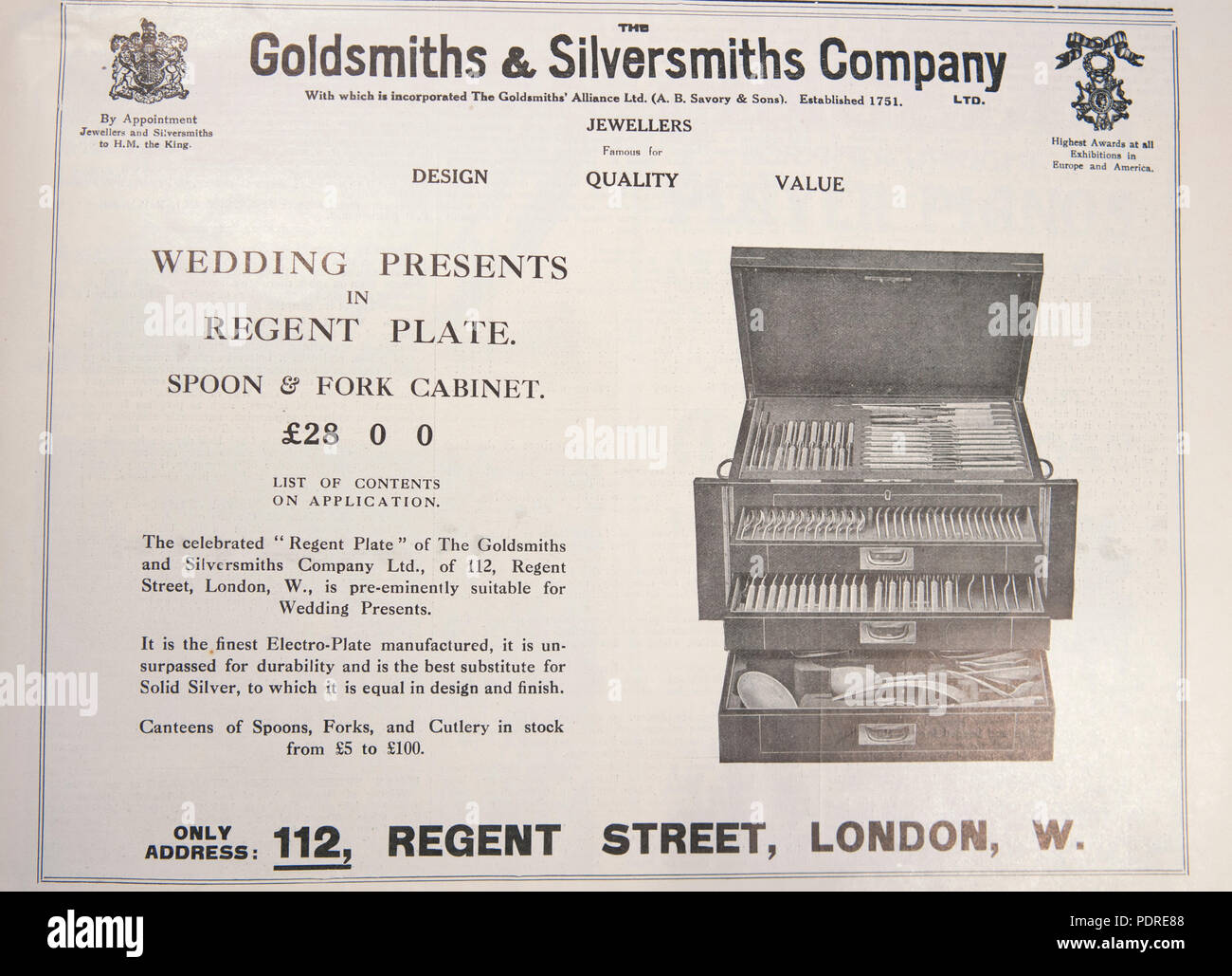 Old advert for Goldsmiths & Silversmiths Company. From a magazine from ...