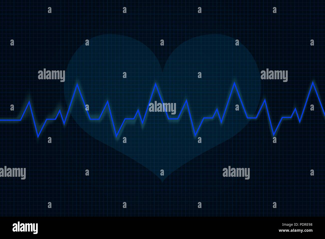 Heartbeat. Cardiogram graph. Blue line on display Stock Vector Image ...
