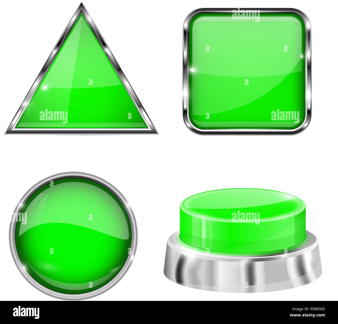 Green 3d buttons and icons. With metal frame Stock Vector Image & Art ...