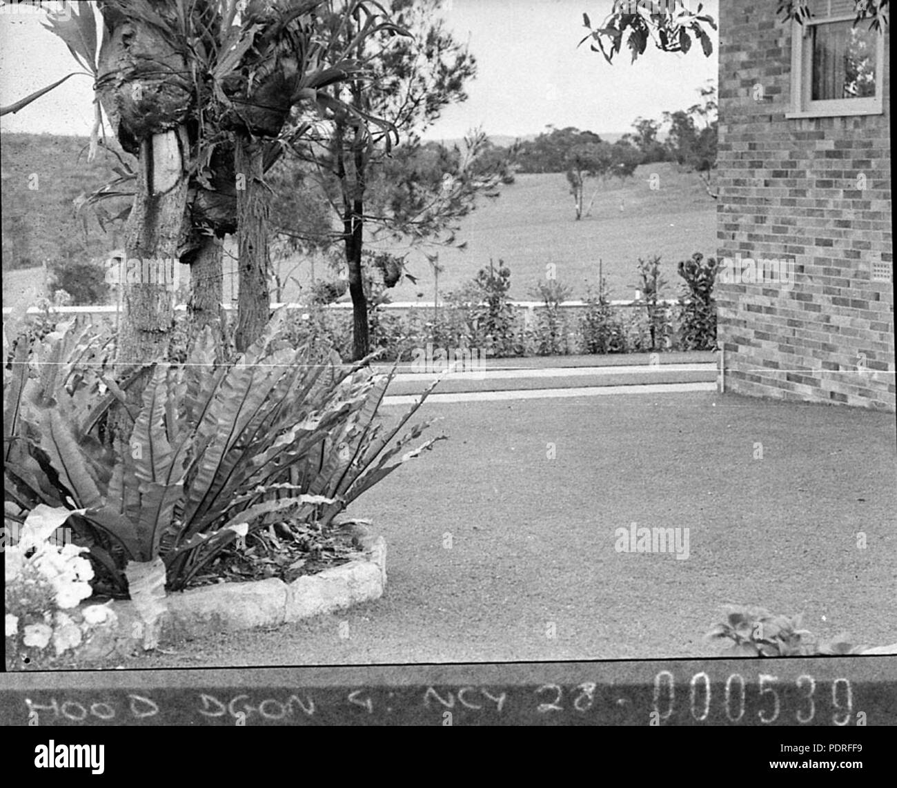 Photograph residential brick house Black and White Stock Photos ...