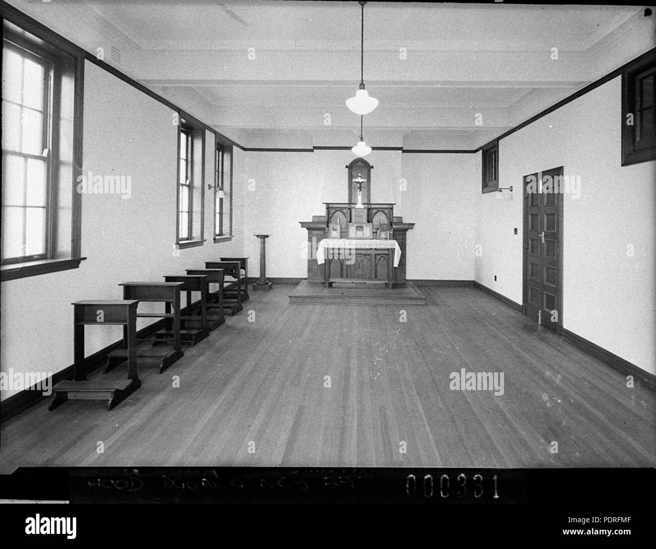 Architecture interior small church Black and White Stock Photos ...