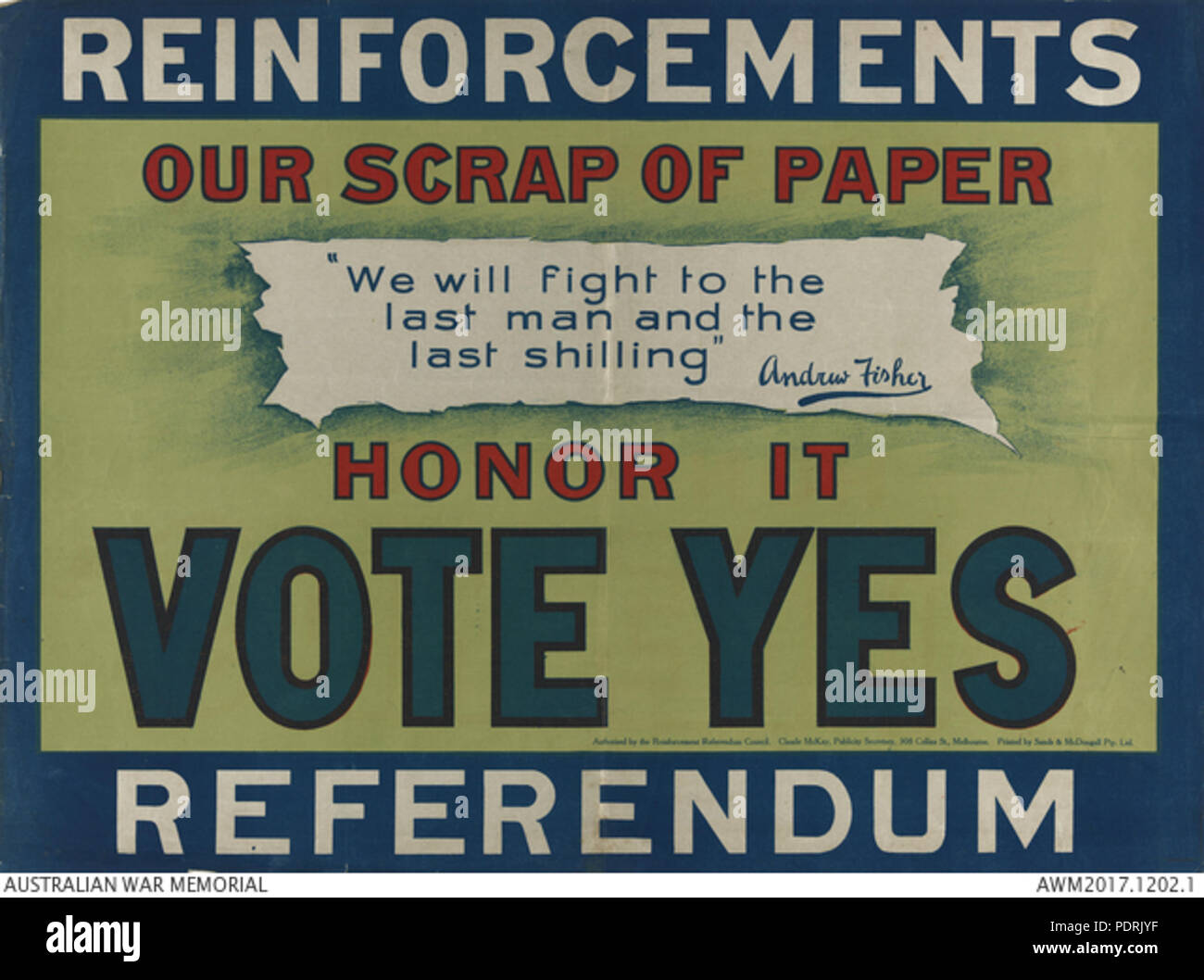 98 Poster for the Yes vote Australian Conscription referendum 1917 ...