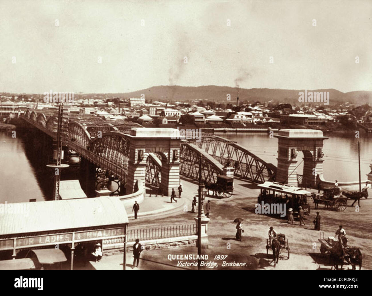 106 Queensland State Archives 2274 Victoria Bridge from Treasury Building towards South Brisbane ...