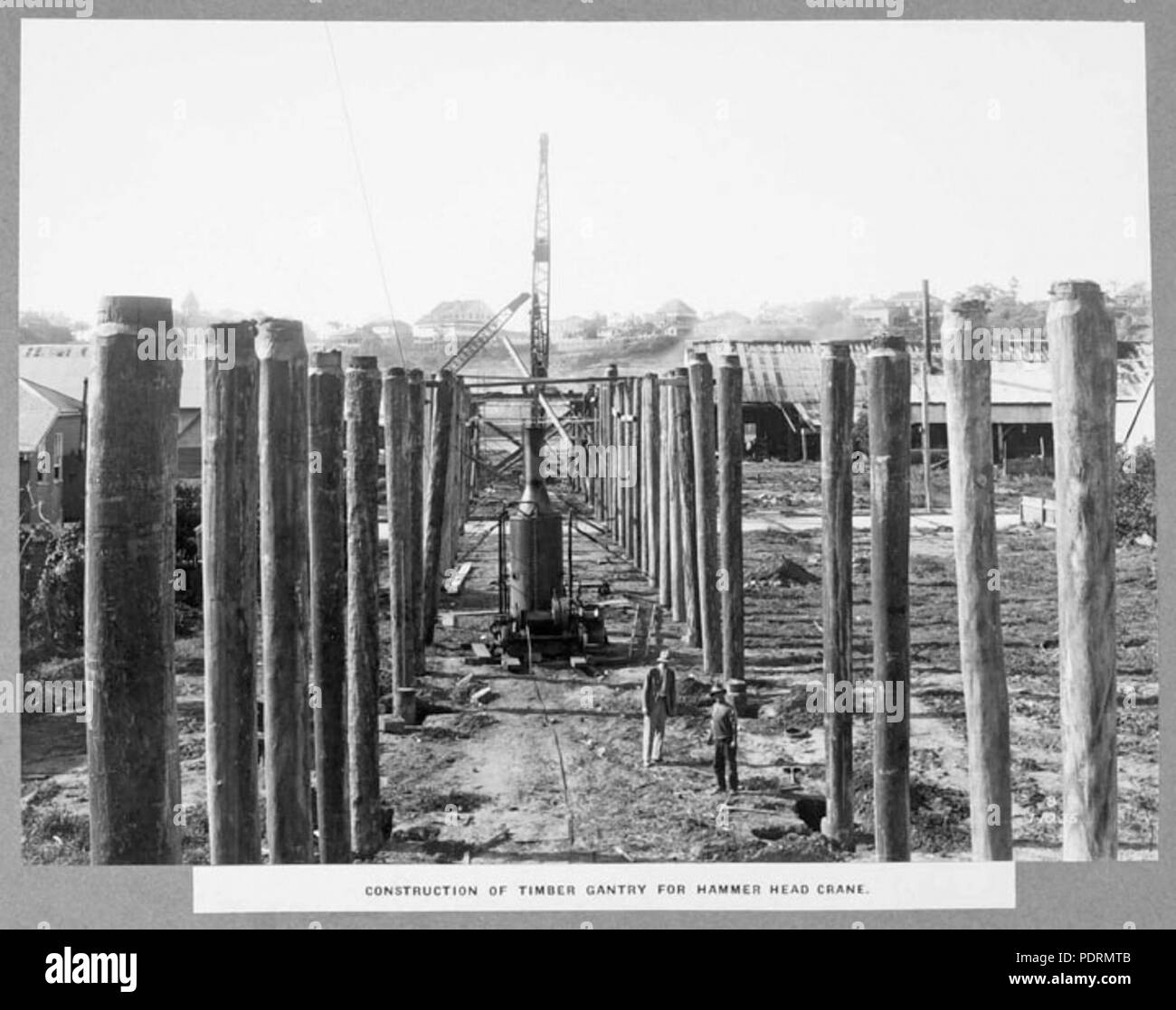 109 Queensland State Archives 3124 Construction of timber gantry for ...