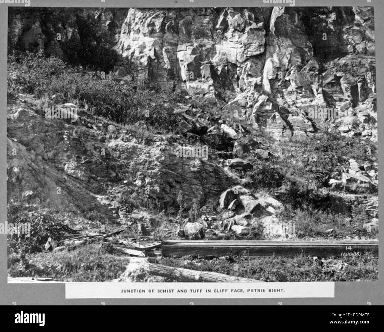 109 Queensland State Archives 3128 Junction of schist and tuff in cliff ...