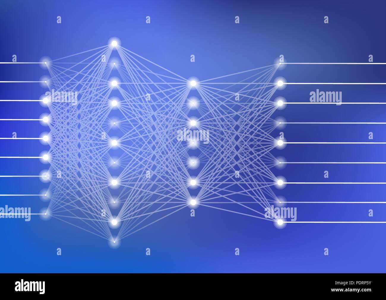 Deep neural network vector illustration with dark blue background for ...