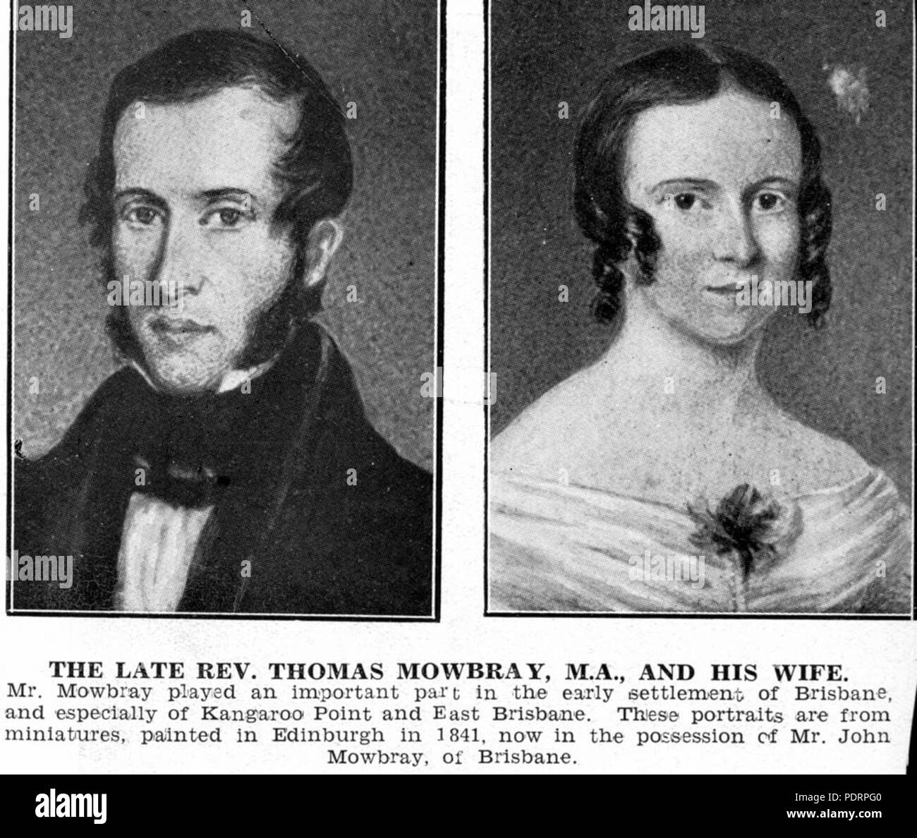 125 Reverend Thomas Mowbray and his wife Williamina Mowbray Stock Photo ...