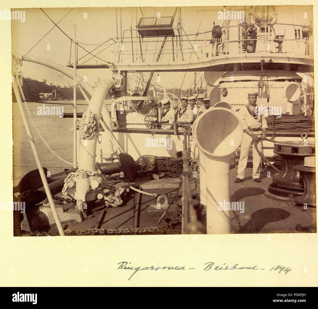 125 Seamen aboard HMS Ringarooma Brisbane 1894 Stock Photo - Alamy