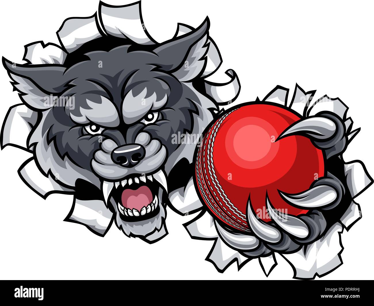 Wolf Cricket Mascot Breaking Background Stock Vector Image & Art - Alamy