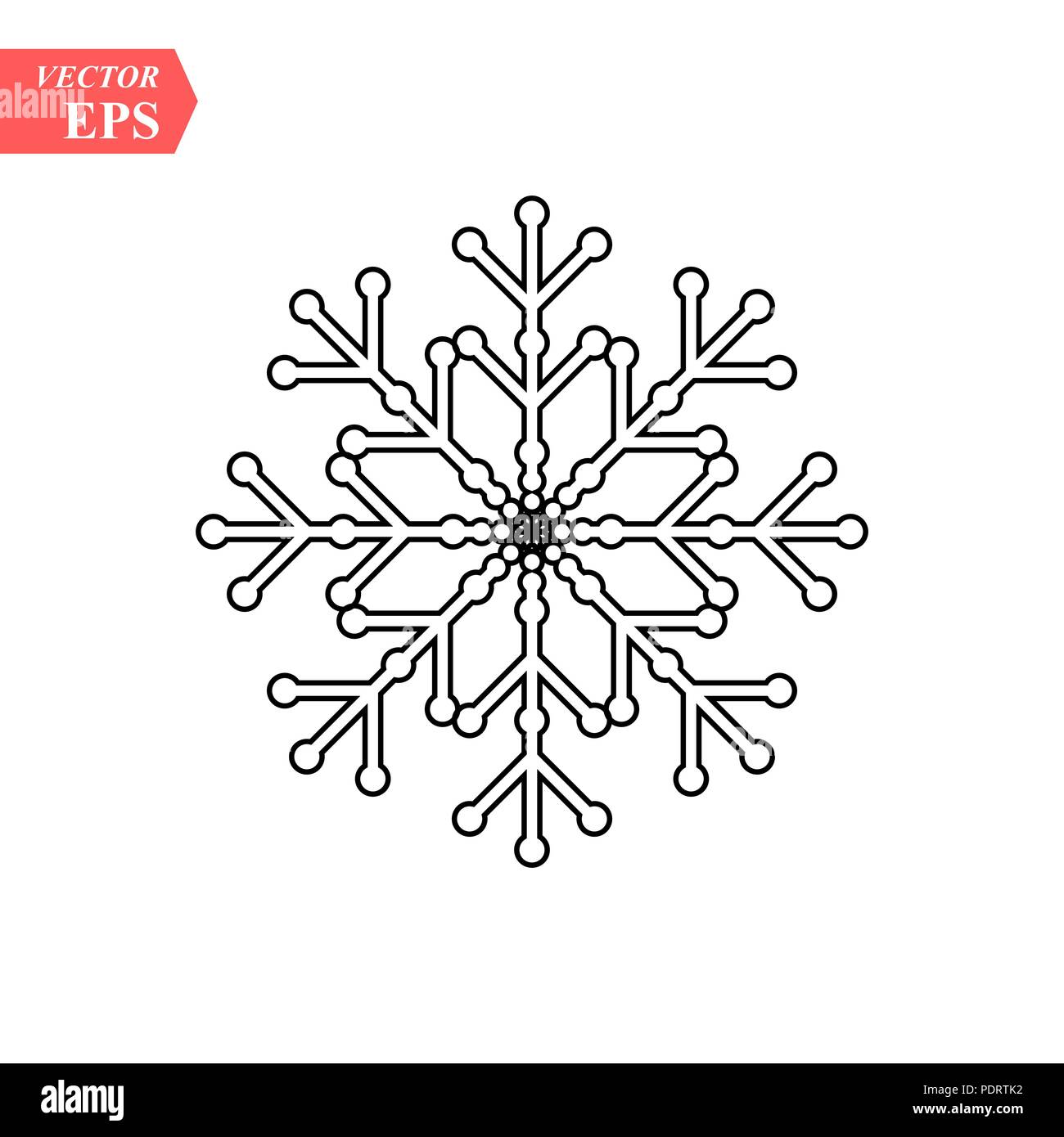 Snowflake icon. Flat vector illustration in black on white background ...