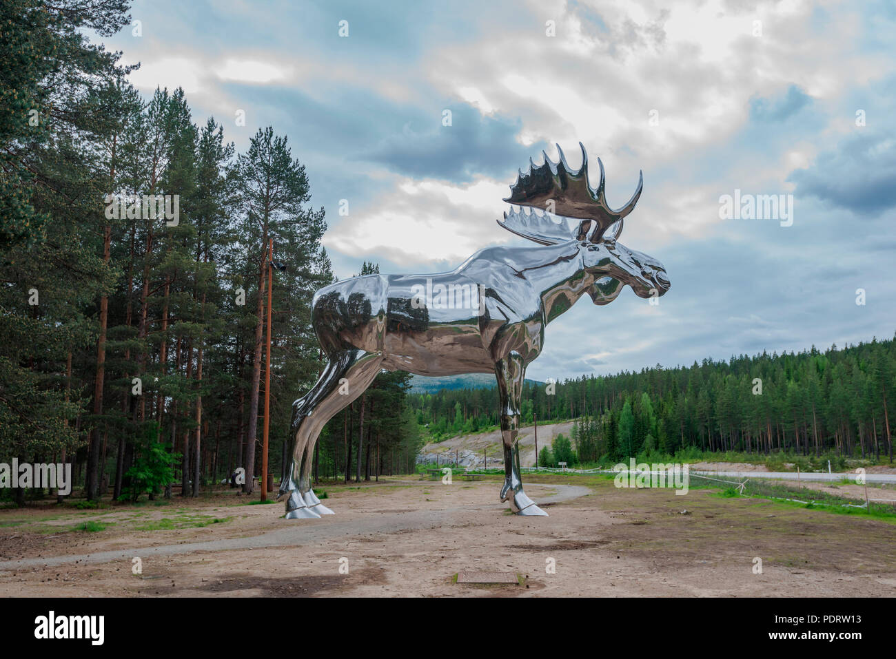 silver moose statue, Osterdalen, Norway Stock Photo - Alamy