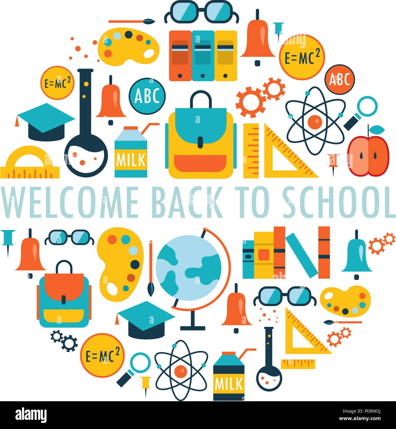 Welcome back to school background with study theme icons Stock Vector ...