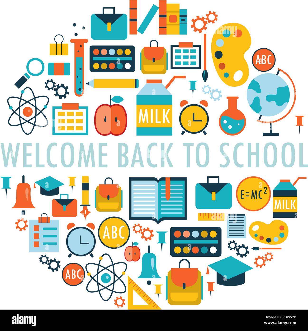 Welcome back to school background with study theme icons Stock Vector ...