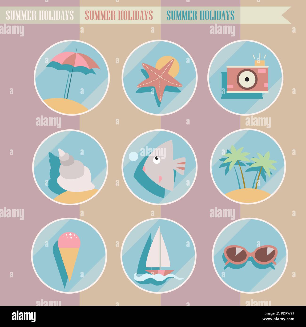 Set of summer elements. Summer holidays concept Stock Vector Image ...