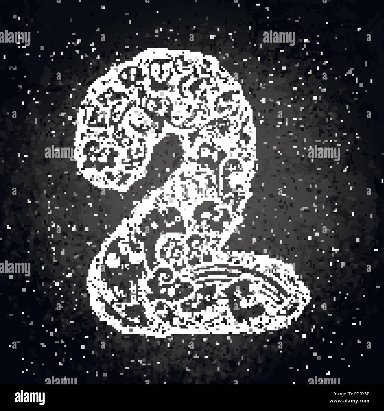 Number Two. Hand drawn doodled kids numbers. Cute monstred numbers ...