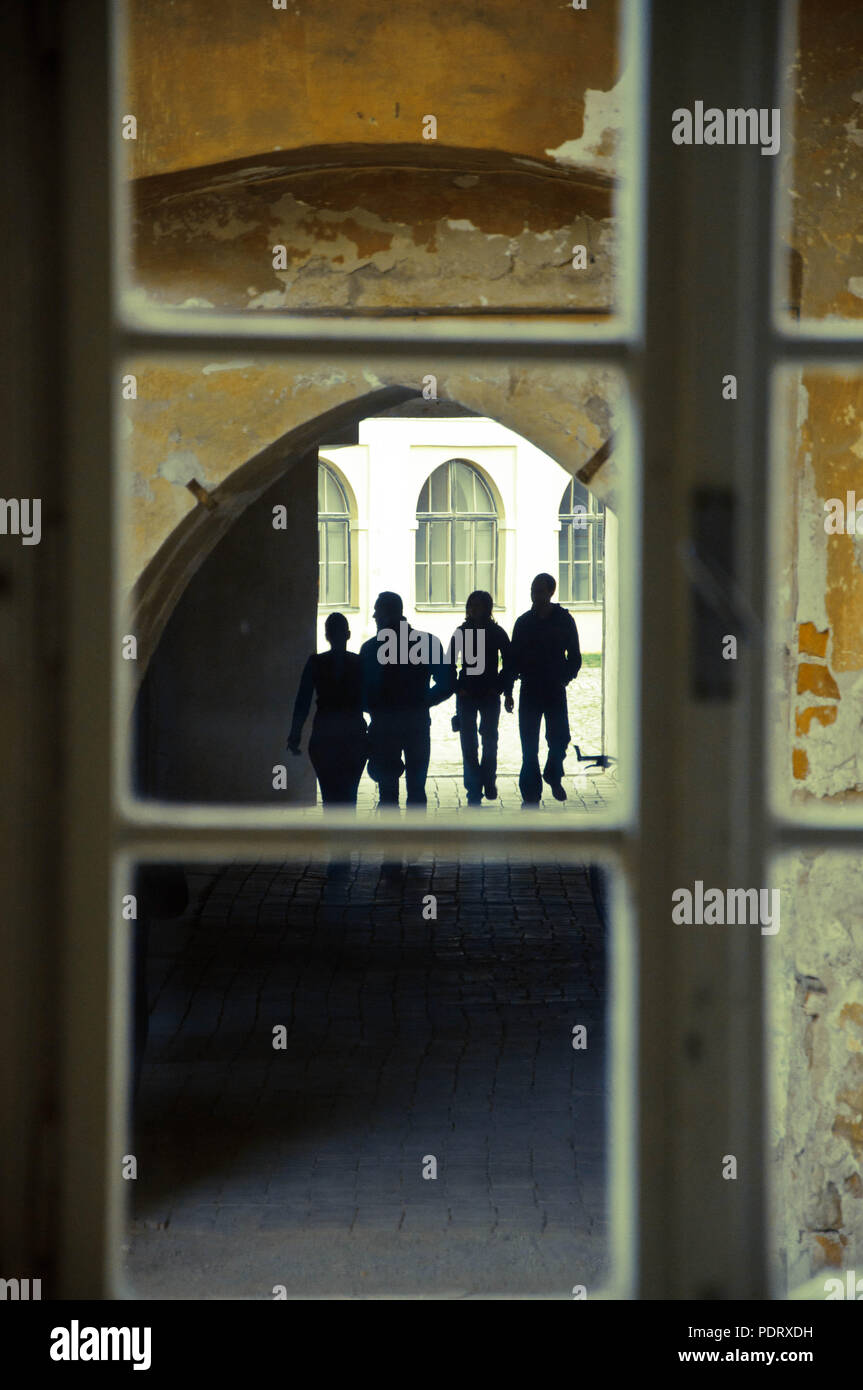 People on a street through window Stock Photo - Alamy