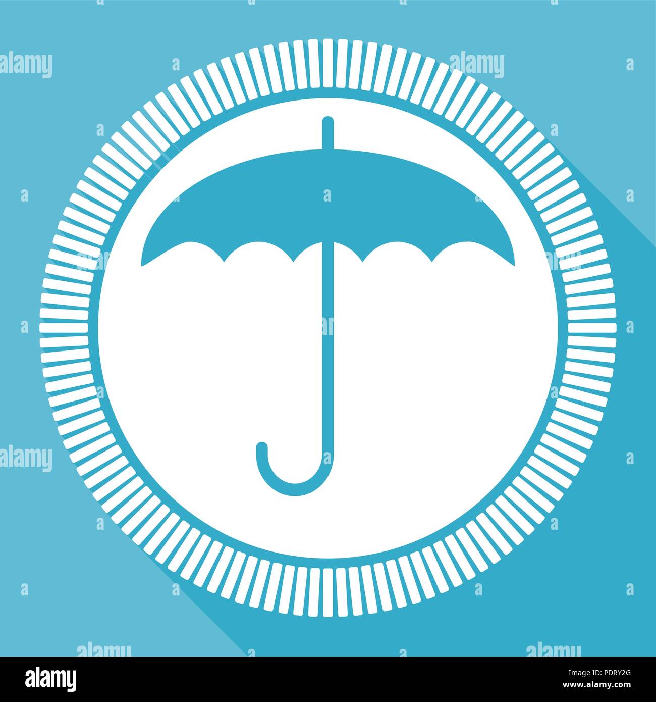 Umbrella editable flat vector icon, square web button, blue computer ...