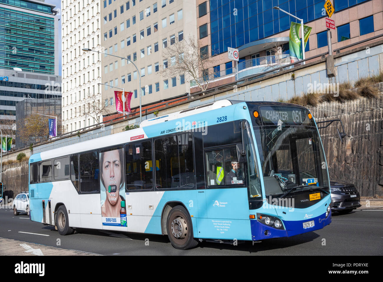 Sydney bus travelling on the approach to the Harbour bridge,Sydney ...