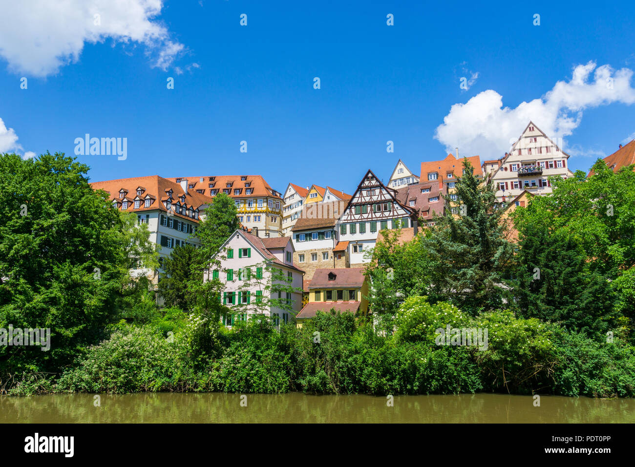 Germany, City view of historic swabian Tuebingen at river neckar Stock ...