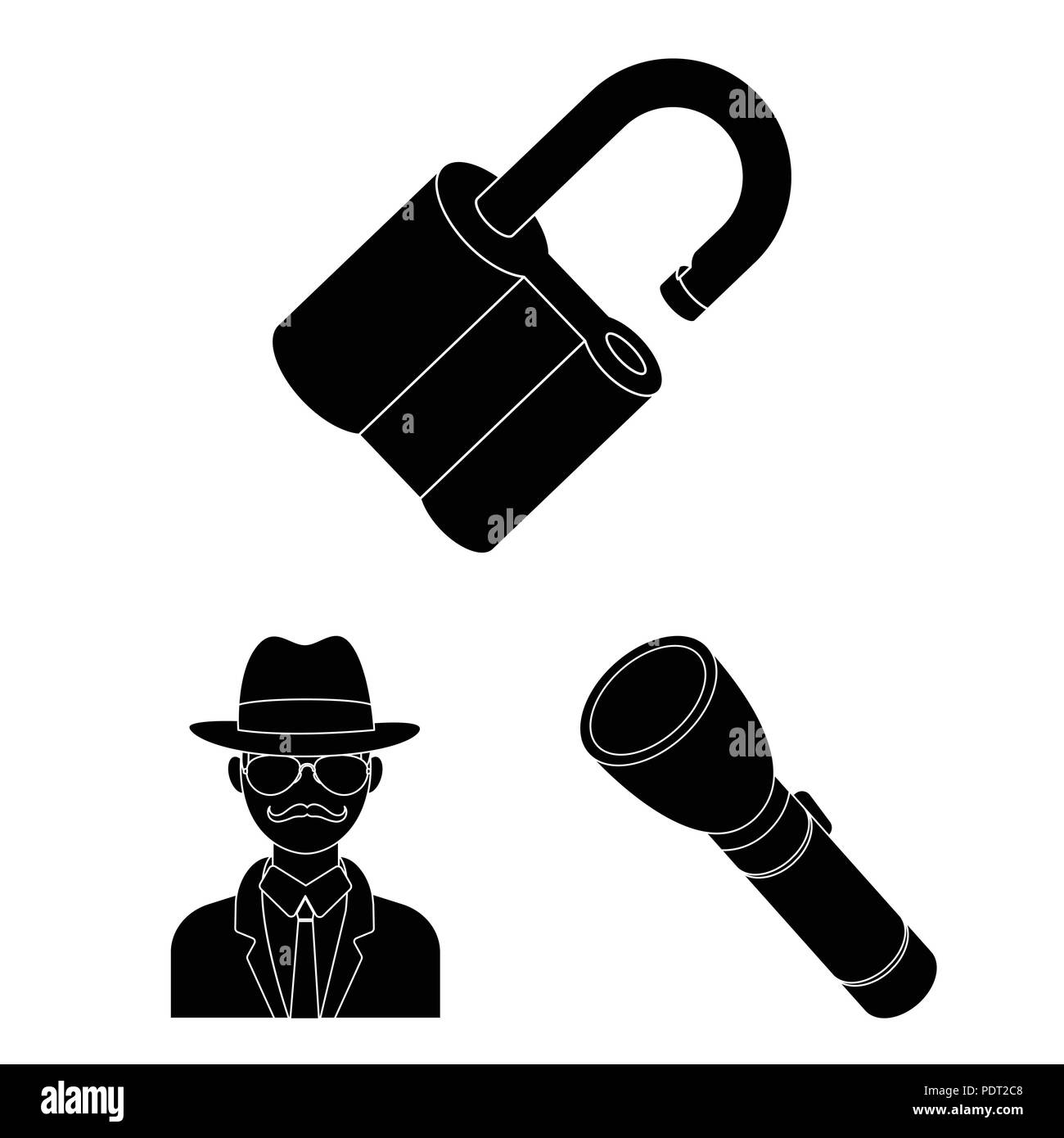 Detective and Attributes black icons in set collection for design ...