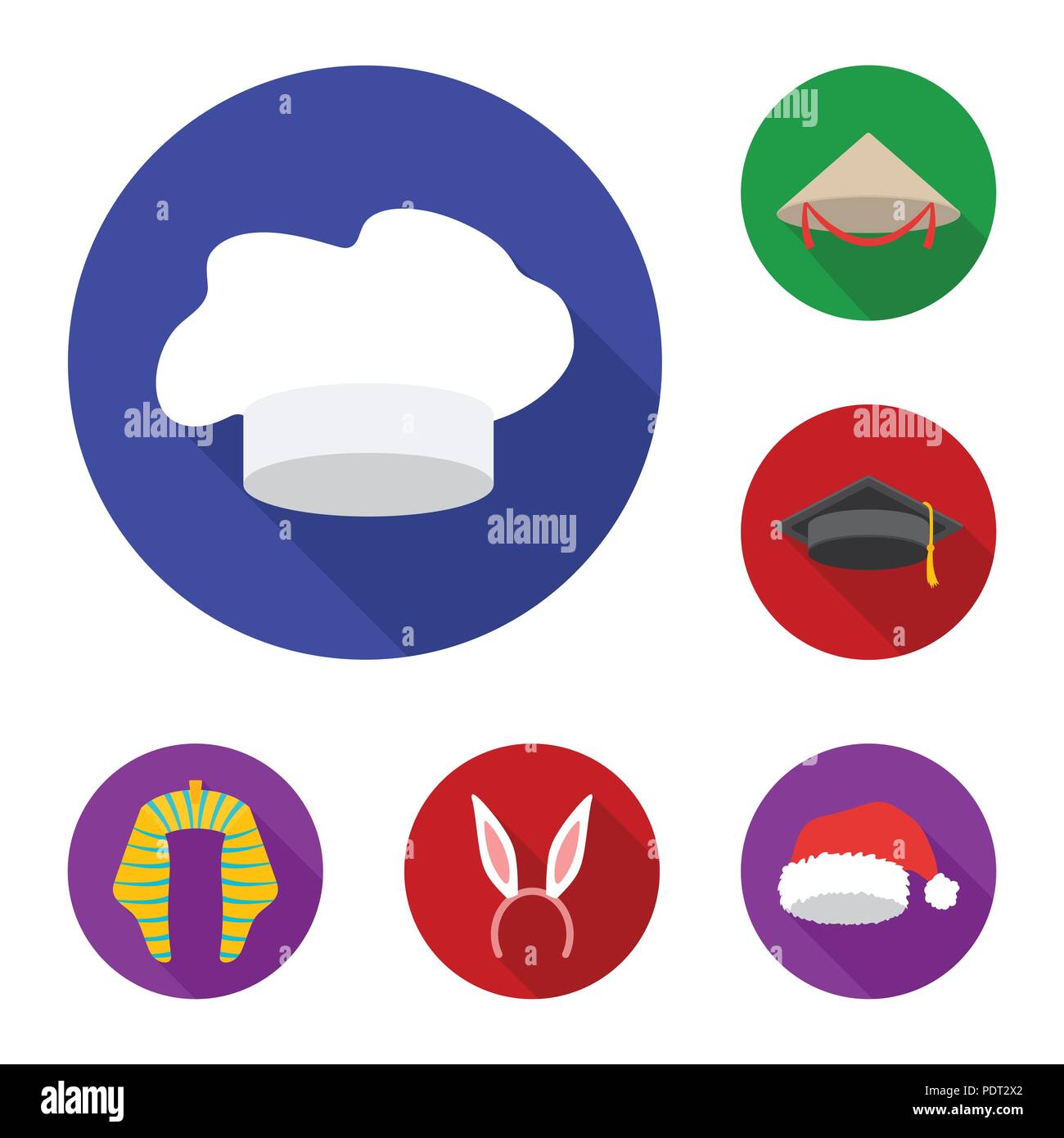 Different kinds of hats flat icons in set collection for design ...
