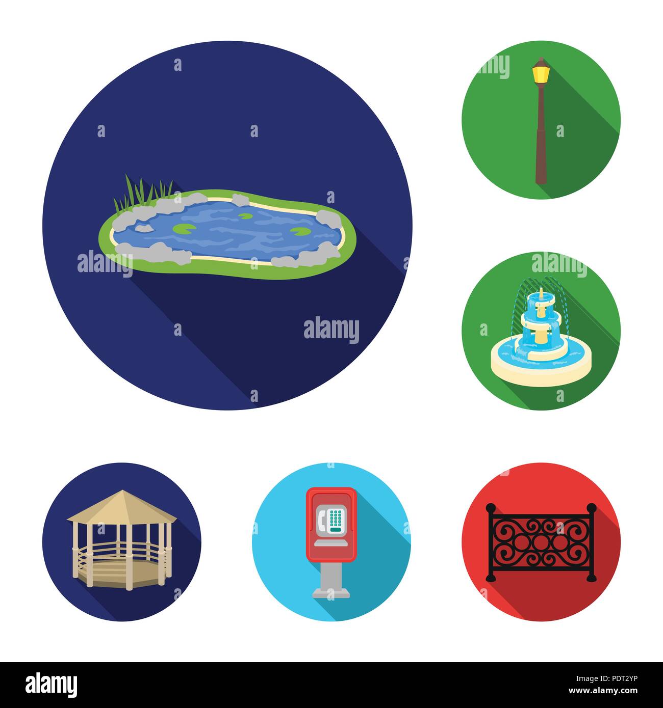 Park, equipment flat icons in set collection for design. Walking and rest vector symbol stock ...