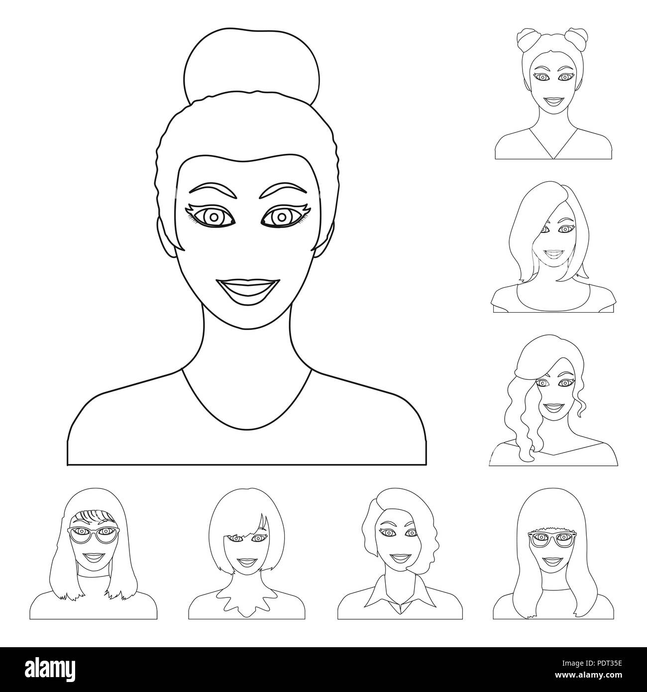 Avatar and face outline icons in set collection for design. A person ...