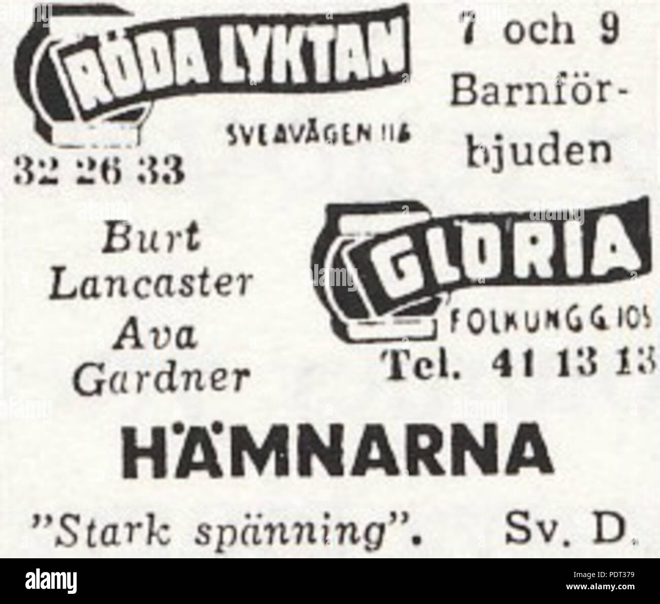 80 Biograf Gloria annons 1948 Stock Photo - Alamy