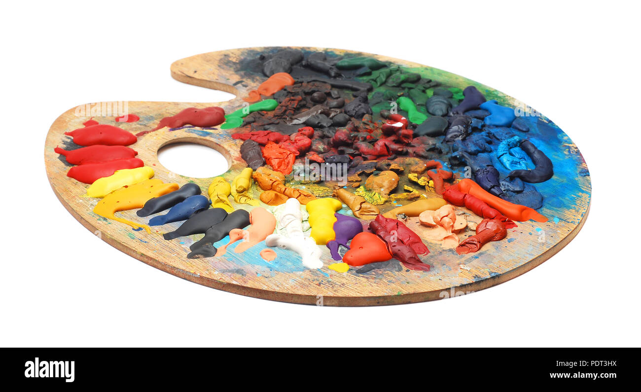 paint palette isolated on white Stock Photo - Alamy