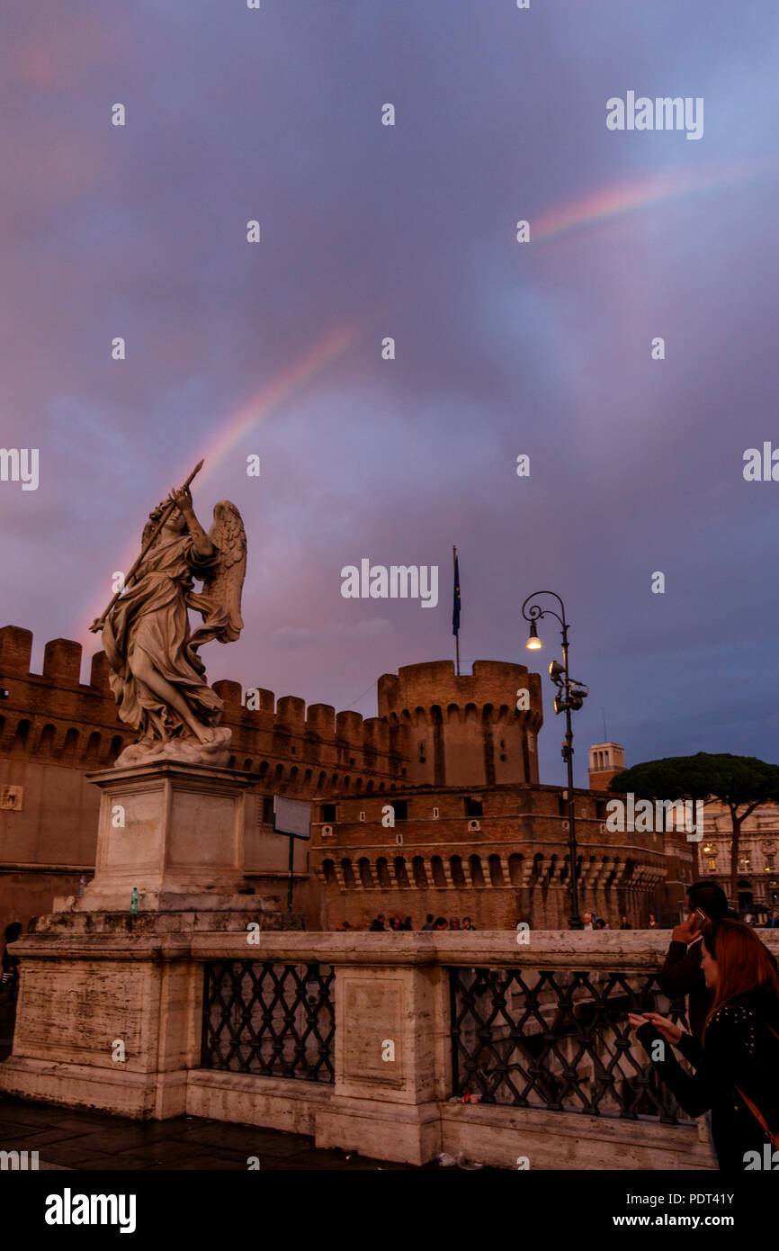 The Angel with the Lance of Ponte Sant'Angelo pointing at the rainbow ...
